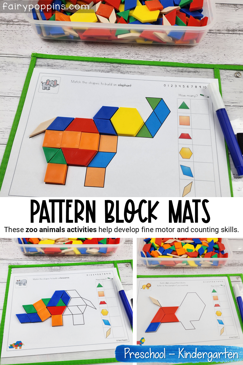 Fun Pattern Block Mats for Preschool, Pre-K, and Kindergarten - Fairy ...