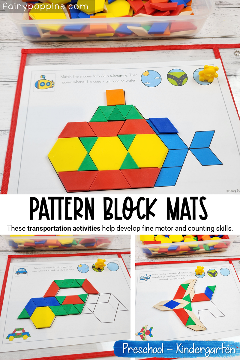 Fun Pattern Block Mats for Preschool, Pre-K, and Kindergarten - Fairy ...