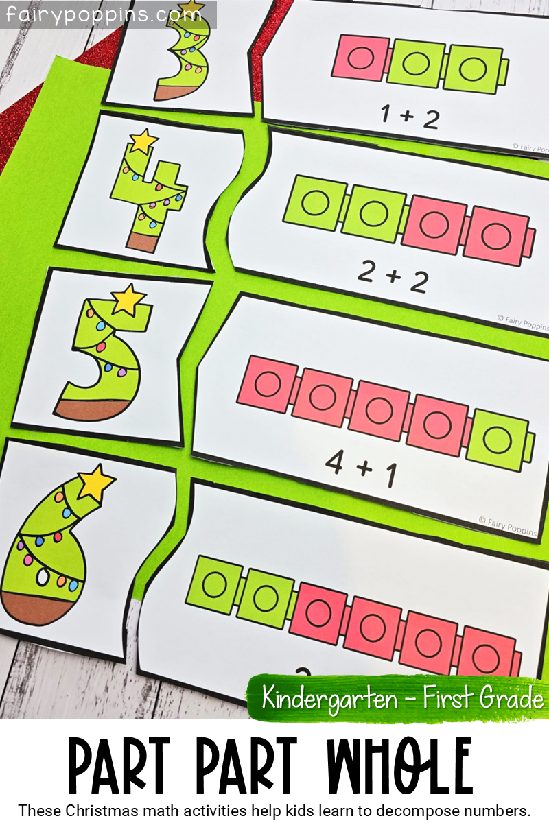 Christmas Part-Part-Whole Activities: Decomposing Numbers to 10 - Fairy ...