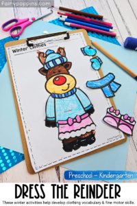 Dress the Reindeer Paper Doll Activities for Winter Clothing Vocabulary ...