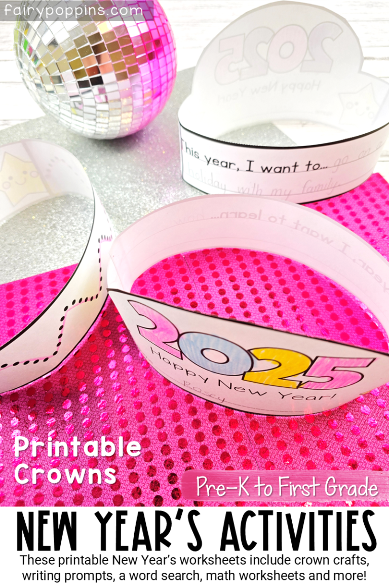 Printable New Year's Worksheet Activities and Crafts for Kids - Fairy ...