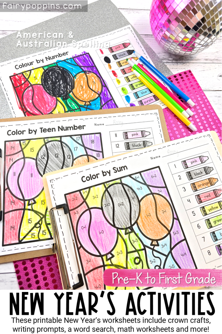 Printable New Year's Worksheet Activities and Crafts for Kids - Fairy ...